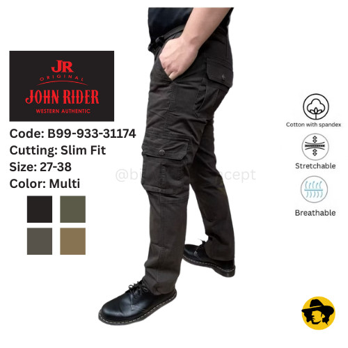 JOHN RIDER Brand Men Slim Fit Stretchable Cargo Long Pants (B99-933 ...