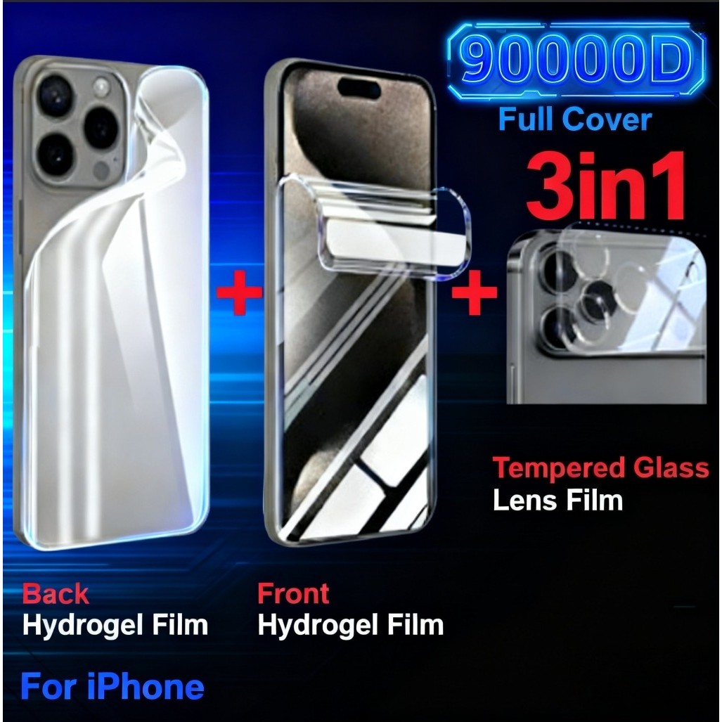 3IN1 Front + Back Hydrogel Film For Apple iPhone Air 17 16e 16 15 14 ...