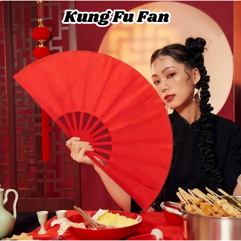 Kungfu Fan Chinese Tai Chi Yoga Kung Fu Fan Plastic Bone Chinoiserie ...