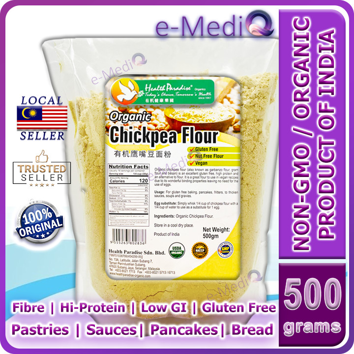Health Paradise Organic Chickpeas Flour 500g [Garbanzo Flour | Vegan ...
