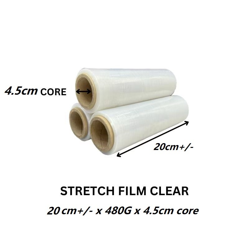 Premium 20cm+/- x 480Gram Stretch Film Roll Wrapping Plastic Stretch ...
