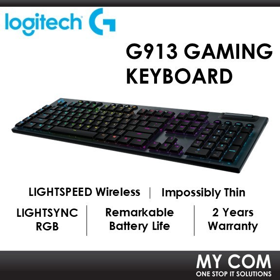 Logitech G913 LIGHTSYNC RGB Wireless Low Profile RGB Mechanical Gaming ...