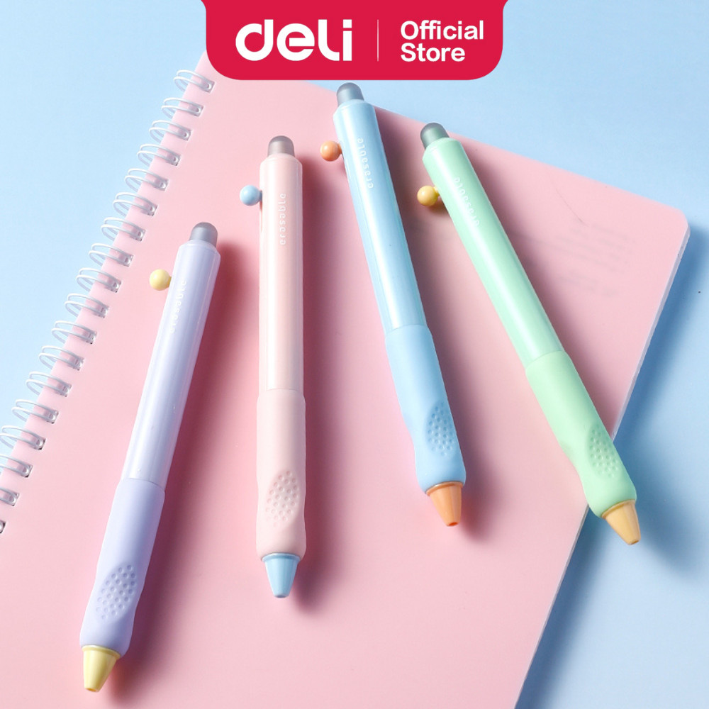 Deli Retractable Erasable Gel Pen 0.5mm Soft Grip Easy to Erase Smooth ...