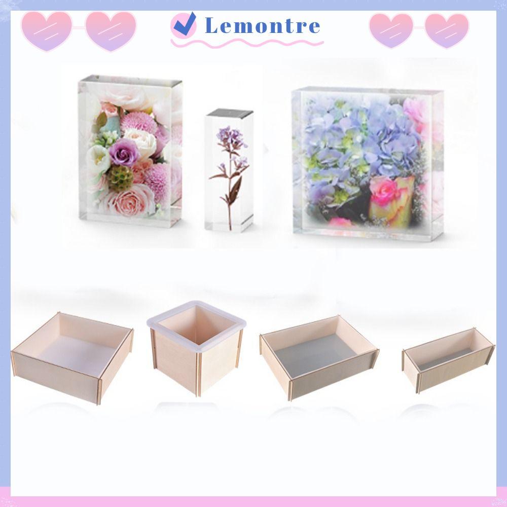 LEMONTRE Silicone Molds, DIY Cuboid Cube Moulds, with Wooden Support ...