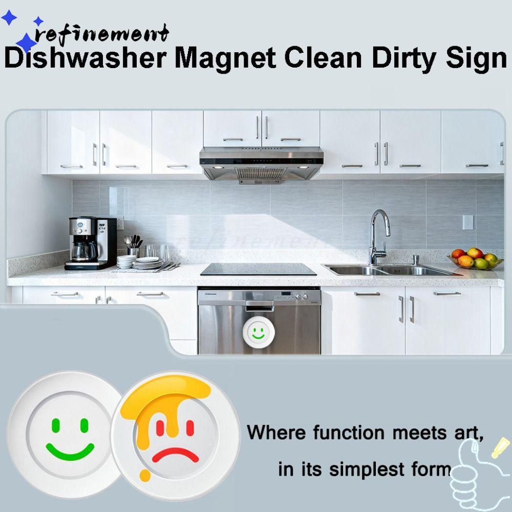 REFINEMENT Dishwasher Clean Dirty Sign, Magnetic Oil Stain Reversible ...