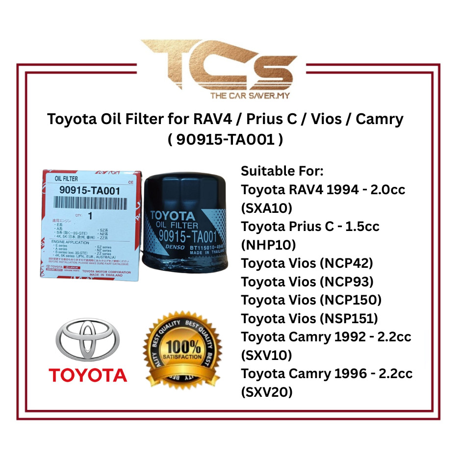 Toyota Oil Filter for RAV4 / Prius C / Vios / Camry - 90915-YZZE1 ...