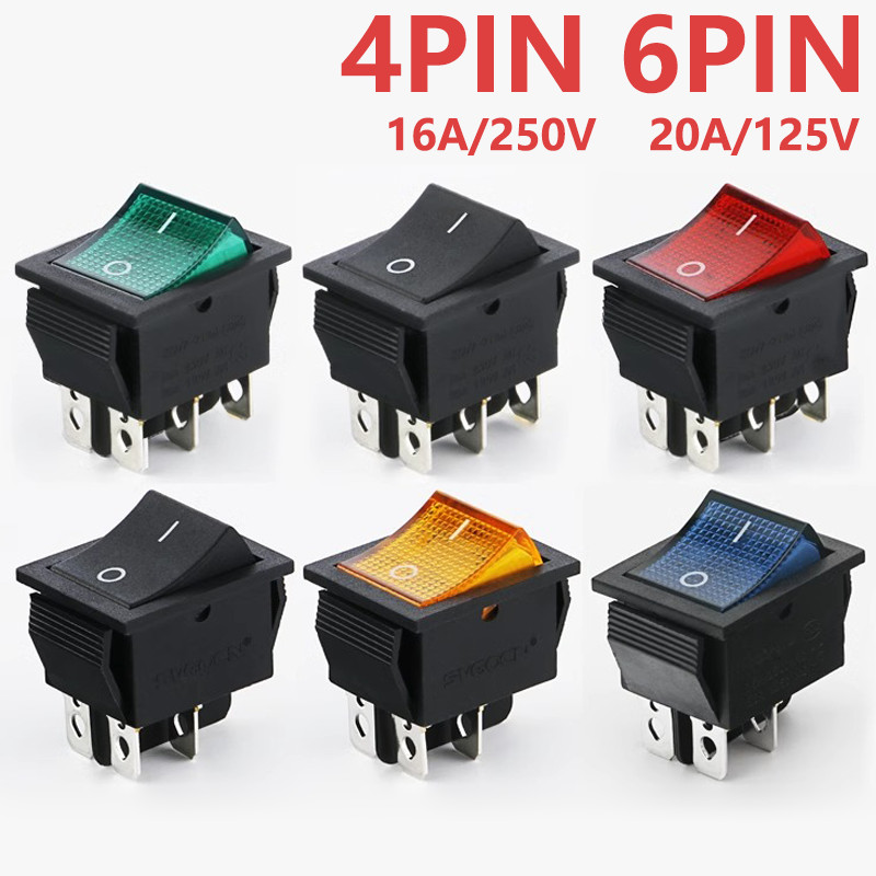 5/10PCS KCD4 Rocker Switch ON OFF With Led 16A 250V 220V T85 20A Small ...