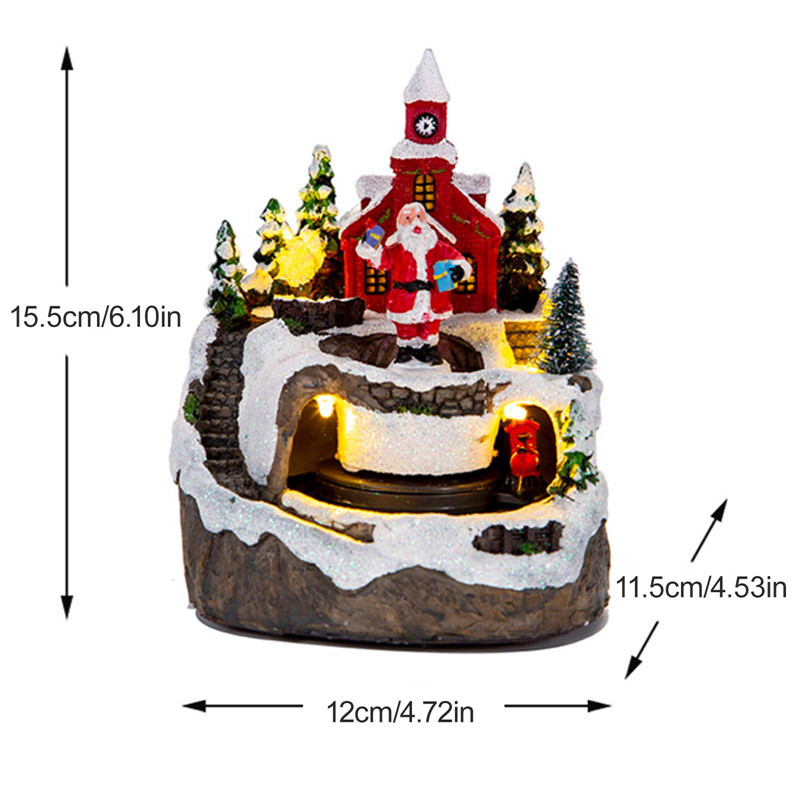 Christmas Themed Music Box With Moving Train Santa Claus Rotation LED ...