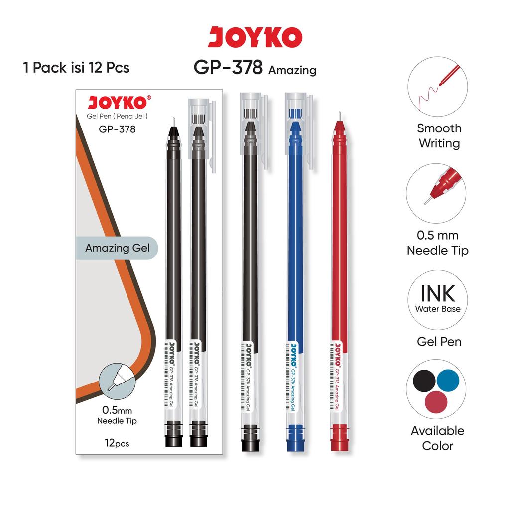 JOYKO Gel Pen 1 Pack GP-378 Amazing Gel 0.5mm Contents 12 Pcs | Shopee ...