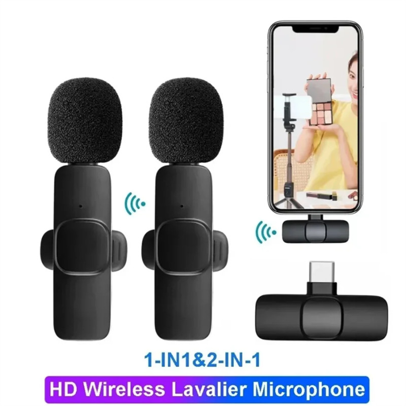 2.4G Wireless Lavalier Microphone Portable Audio Video Recording Mini ...