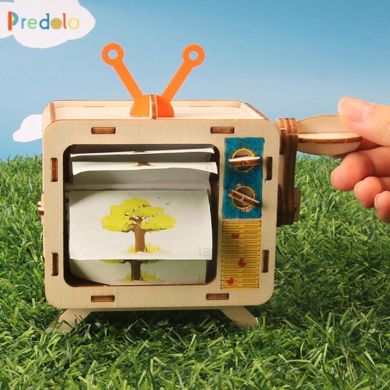 predolo DIY Hand-crank Animation Machine Model Kit, Wooden Construction ...