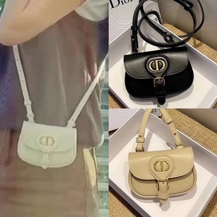 Dior/Female Bag New Style Bobby micro Series Mini Saddle Bag Glossy Cow ...