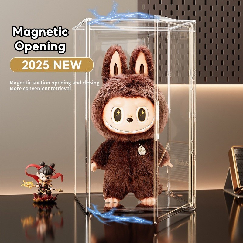 60cm Full Acrylic Popmart Figurine Labubu Zimomo Display Box Magnetic ...