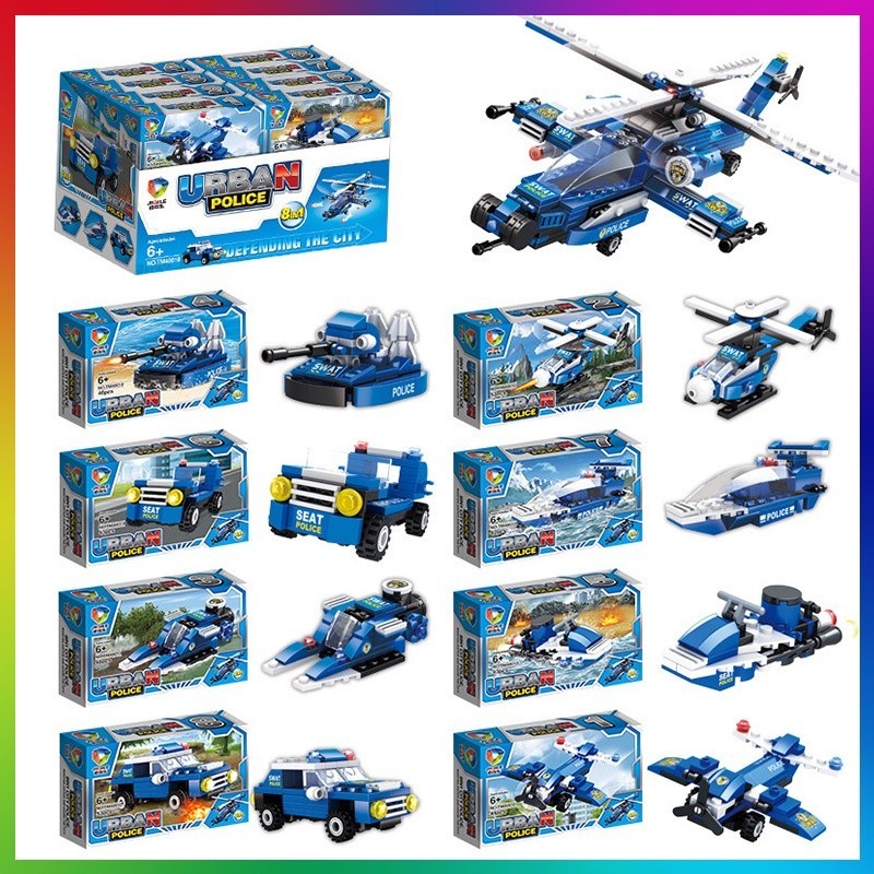 Spaceplane Mecha Warrior Police League Mecha Vehicle 8 in 1 Small ...