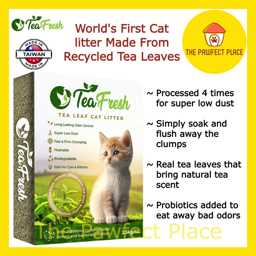 2.5kg TeaFresh Tea Leaf Cat Litter 6L Pasir Kucing Daun Teh | Shopee ...