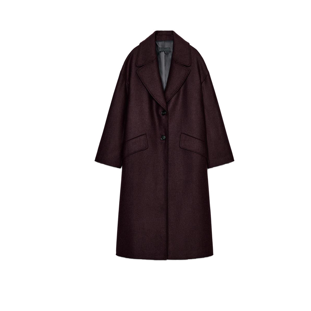 ZARA Loose Version Lapel Long Sleeve Oversized Long Coat Coat 8465376 ...