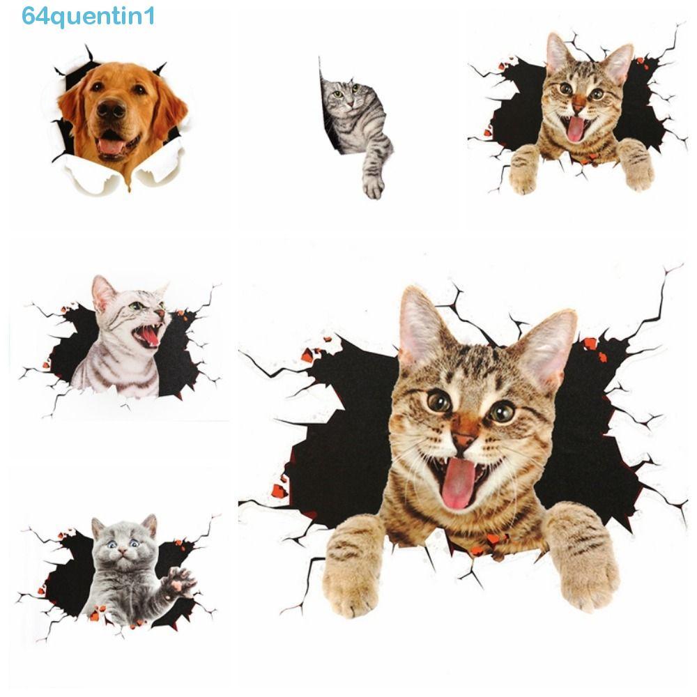 QUENTIN1 Car 3D Cat Stickers, Waterproof Universal Simulation Cats Car ...
