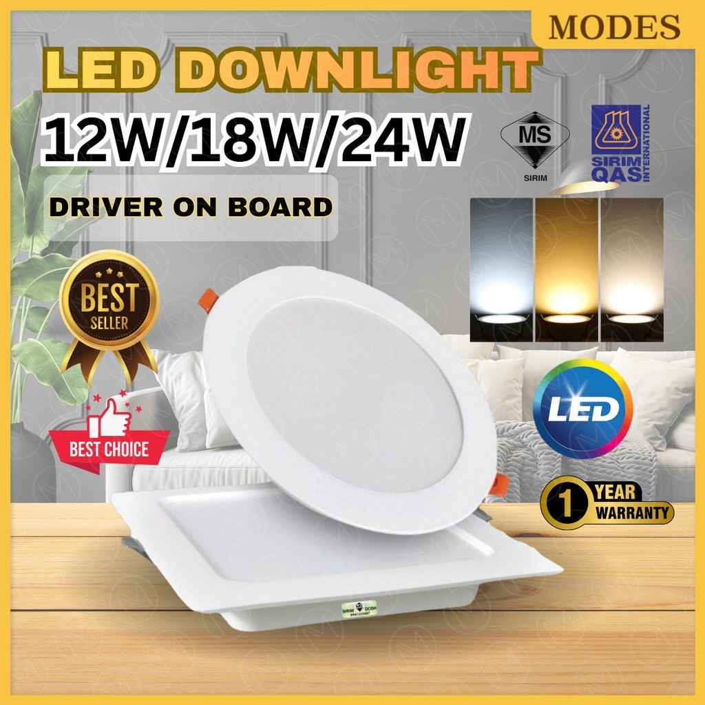 [ SIRIM ]LED DOWNLIGHT 12W/18W/24W 4"/6"/8'' ROUND/SQUARE DRIVER ON ...