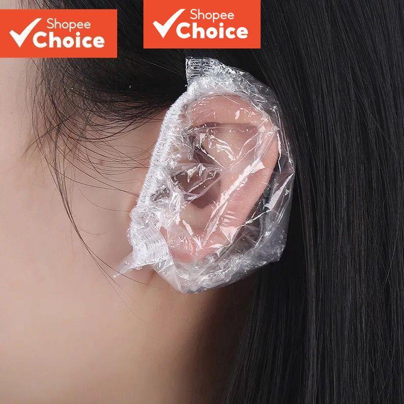 Transparent 50/100pcs One-off Earmuffs Disposable Waterproof Ear Sleeve ...