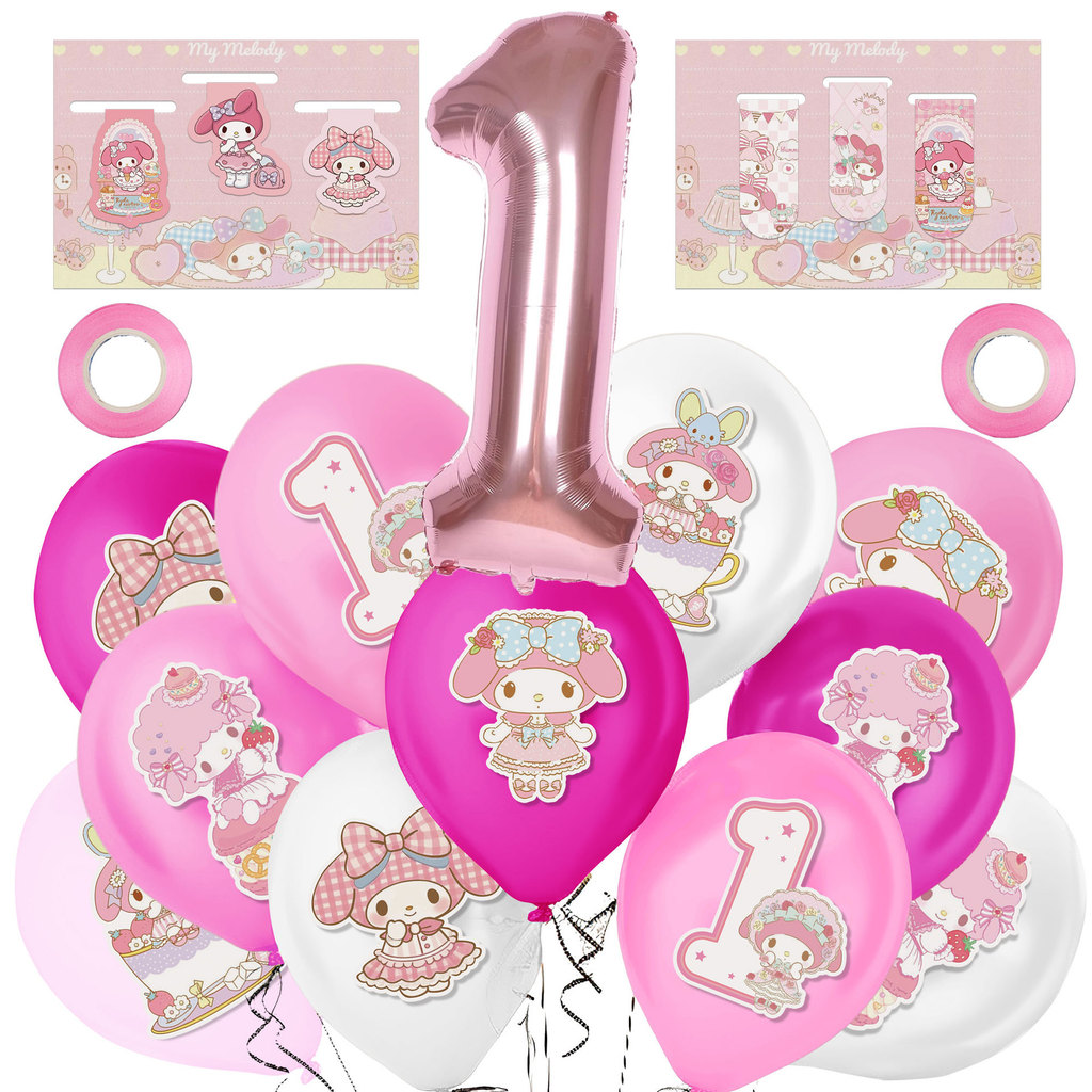20 Pcs My Melody Sanrio Birthday Party Balloon Set, 11 Latex Balloons ...