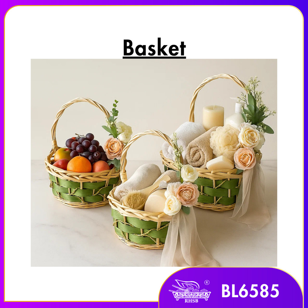 Rattan Basket Green | Bakul Rotan Hijau | Bakul Hamper | Bakul Buah ...
