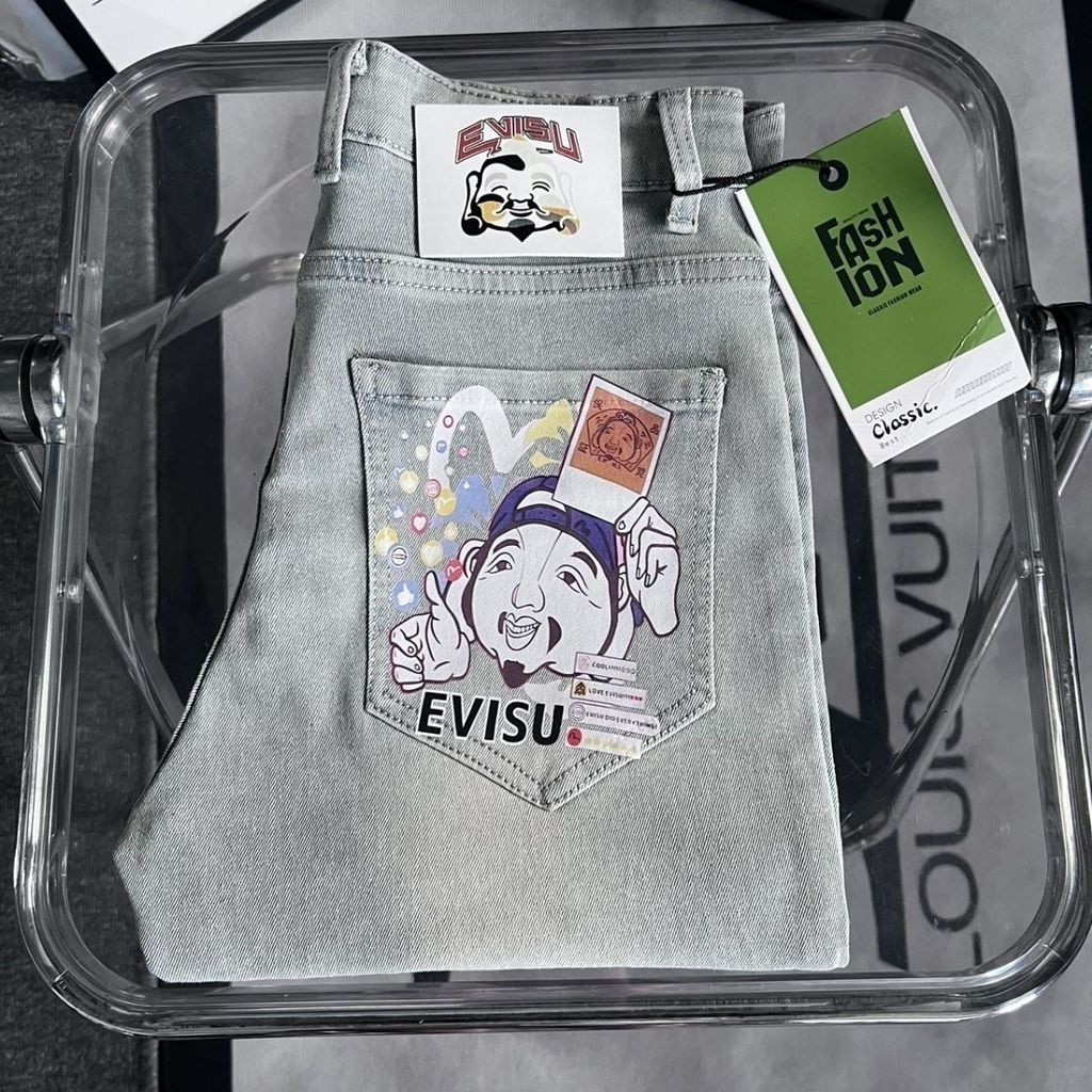 EVISU2412 New Style Jeans Small Feet Stretch All-Match Men | Shopee ...
