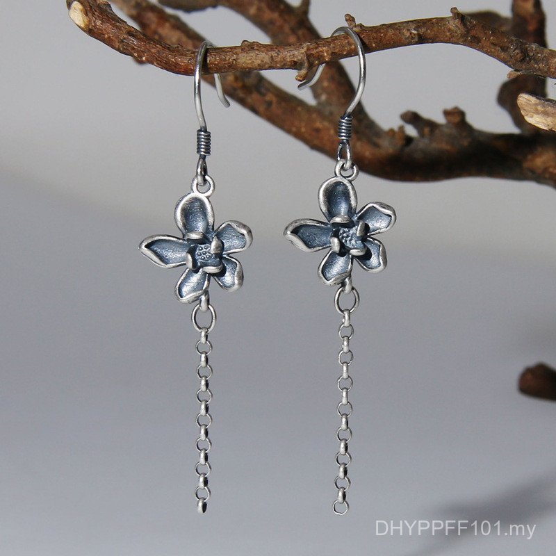 Ear Hook Jewelry Women Flower Retro 925diy Silver Ear Sterling Silver ...