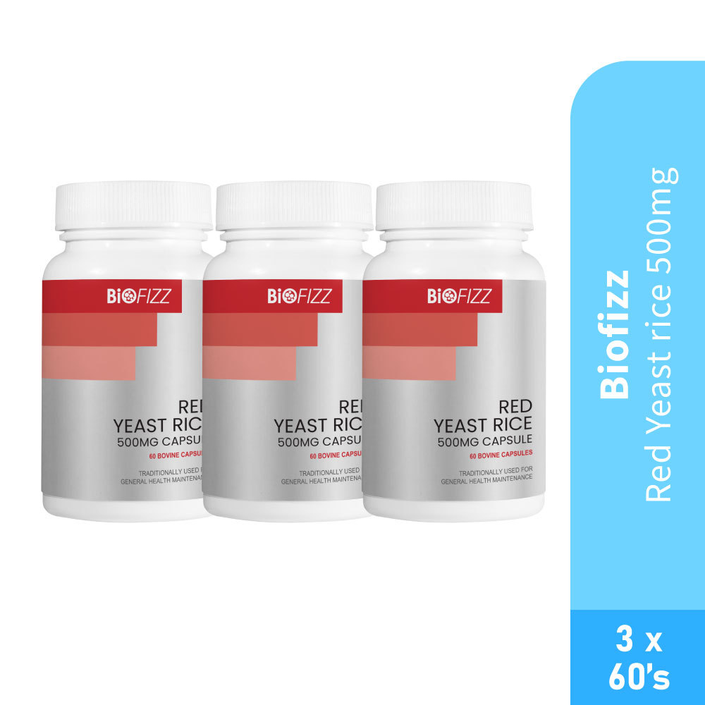 BIOFIZZ Red Yeast Rice Capsule 500mg 60'S x 3 Red Yeast Rice ...