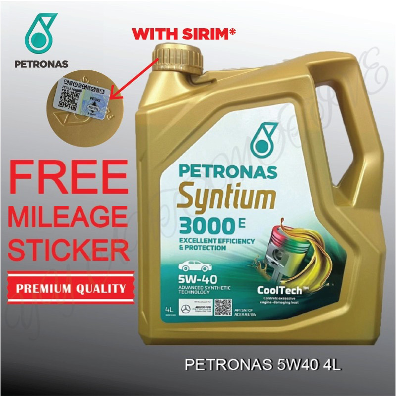 🇲🇾NEW SIRIM🔥 PETRONAS FULLY 5W40 4L SYNTIUM 3000 ALL CAR ENGINE OIL ...