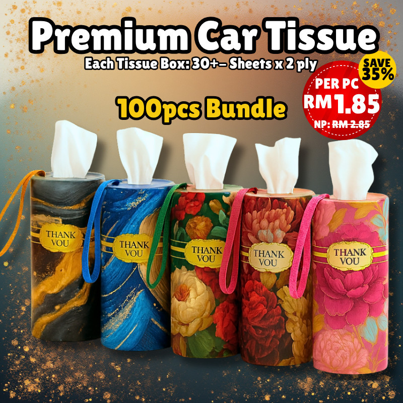 【100pcs】Premium Car Tissue | Floral & Cosmic Design | Thank You ...