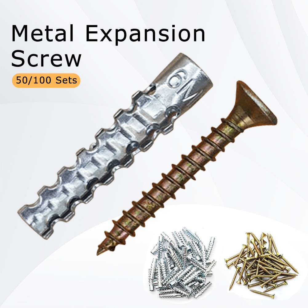 50/100 Sets Iron Expansion Plug/Metal Expansion Screw/Wall Anchor ...
