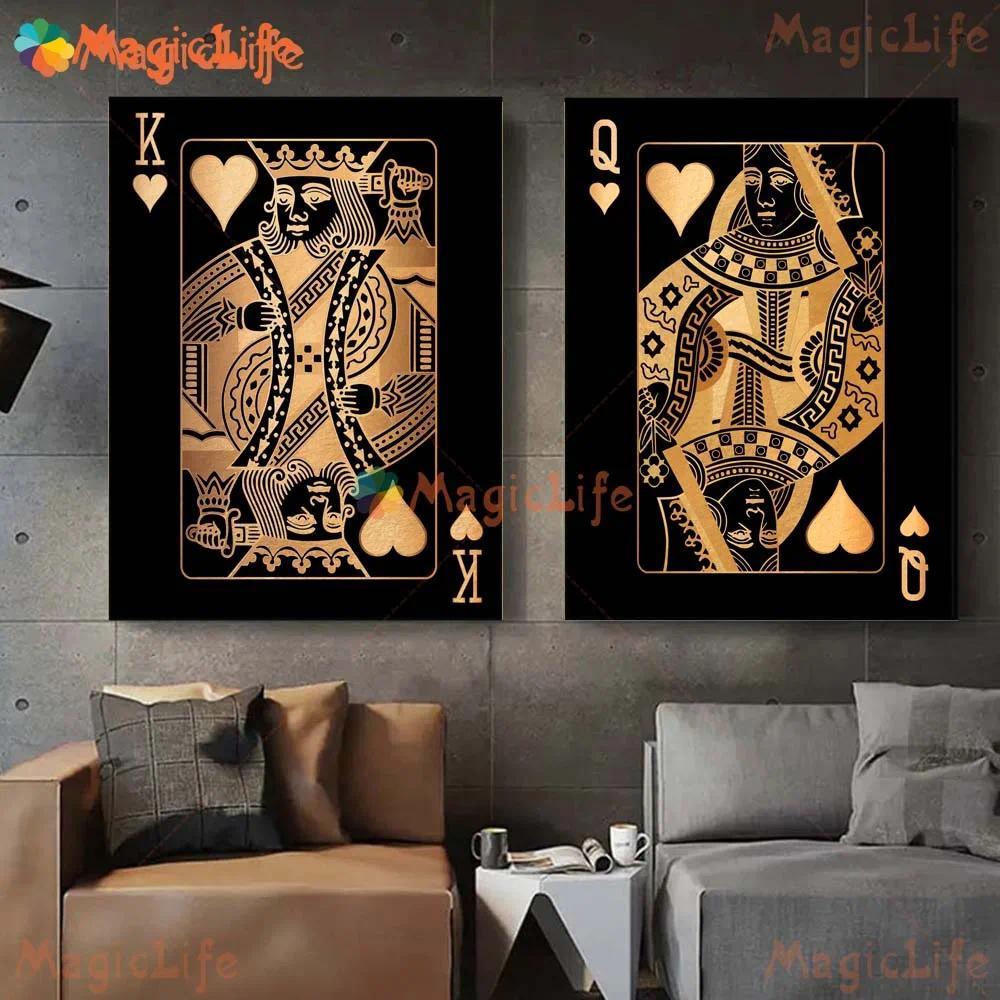 Poster kuning raja ratu poker untuk bilik living seni dinding kanvas ...