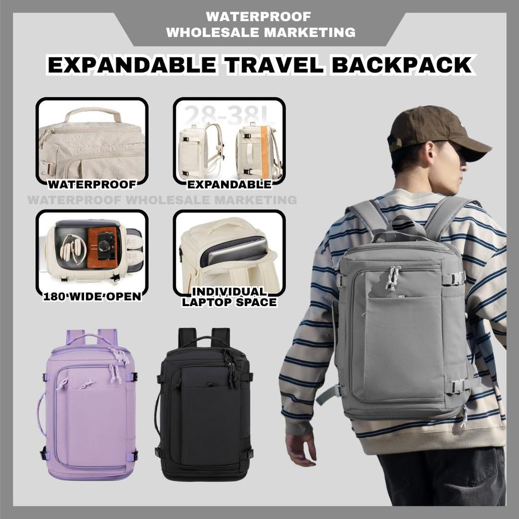 Expandable Travel Cabin Backpack 38L – Waterproof Fits 15.6” Laptop ...