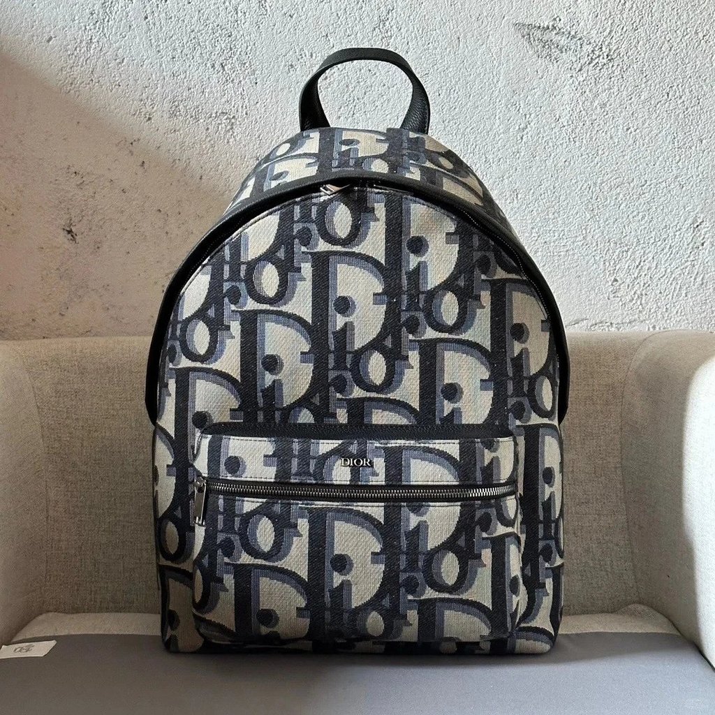 DIOR Presbyopic Canvas Backpack Travel Bag Couple Style School Bag Men ...