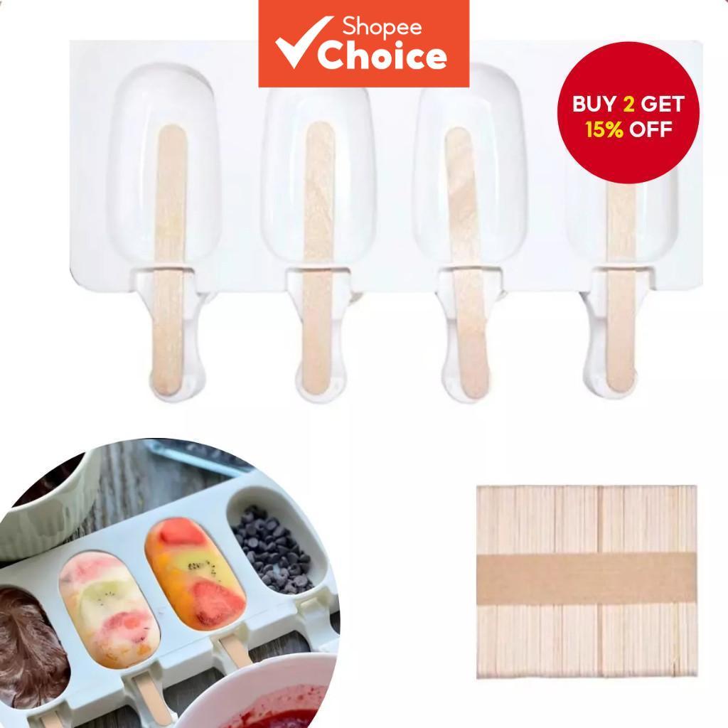Silicone Popsicle Ice Cream Mold with 50 Magnum Party Sticks and 4 ...