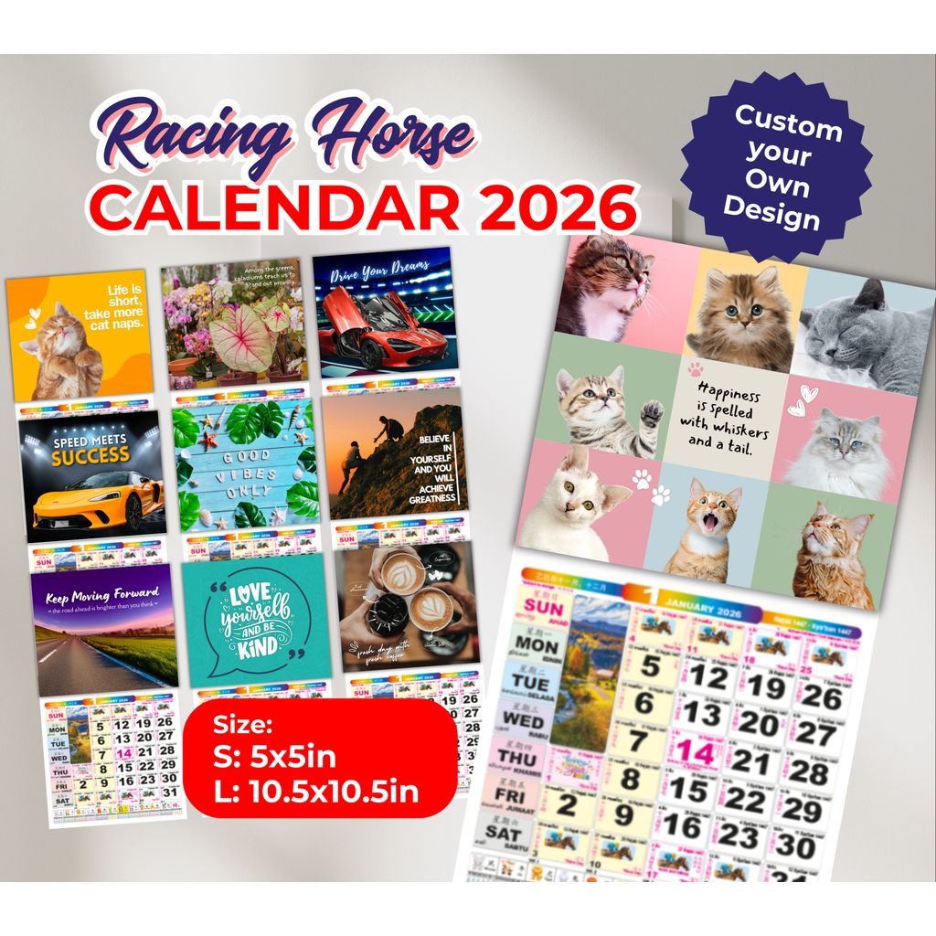 2026 racing horse wall calendar ready template modern design cat cars ...