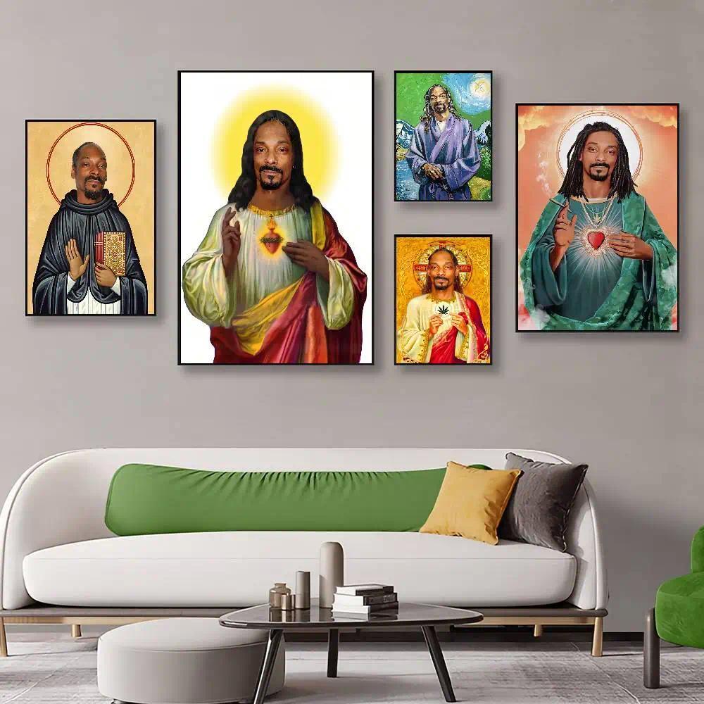 Poster Saint Jesus Snoop Dogg Cetakan Seni Dinding Melekat Kedap Air ...