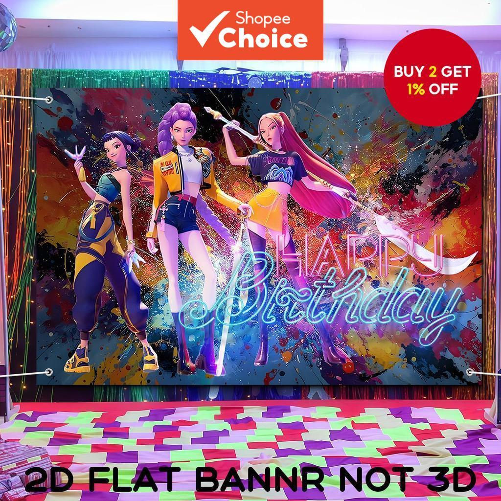 Happy Birthday Kpop Demon Hunters Themed Party Banner Backdrop | Shopee ...