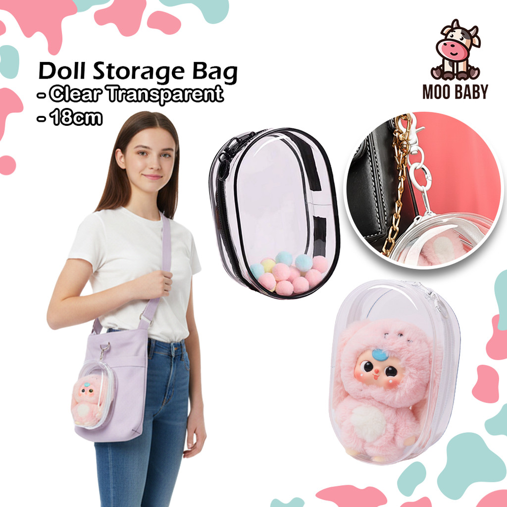 ⭐Moo Baby Beg Baby Three Beg Lutsinar Transparent Keychain Bag Labubu ...