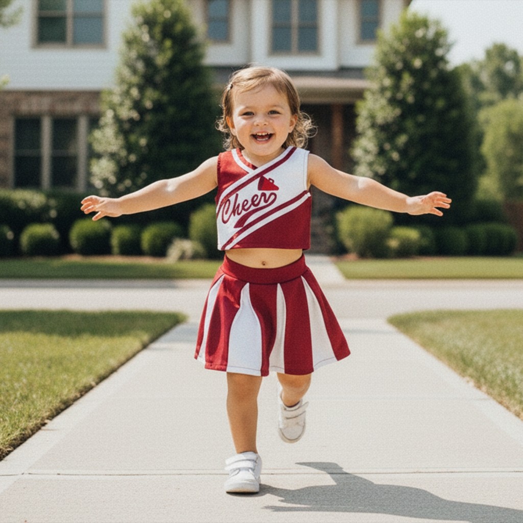 LJW-Toddler Little Girl Cheerleading 2 Piece Set Outfit Contrast Color ...