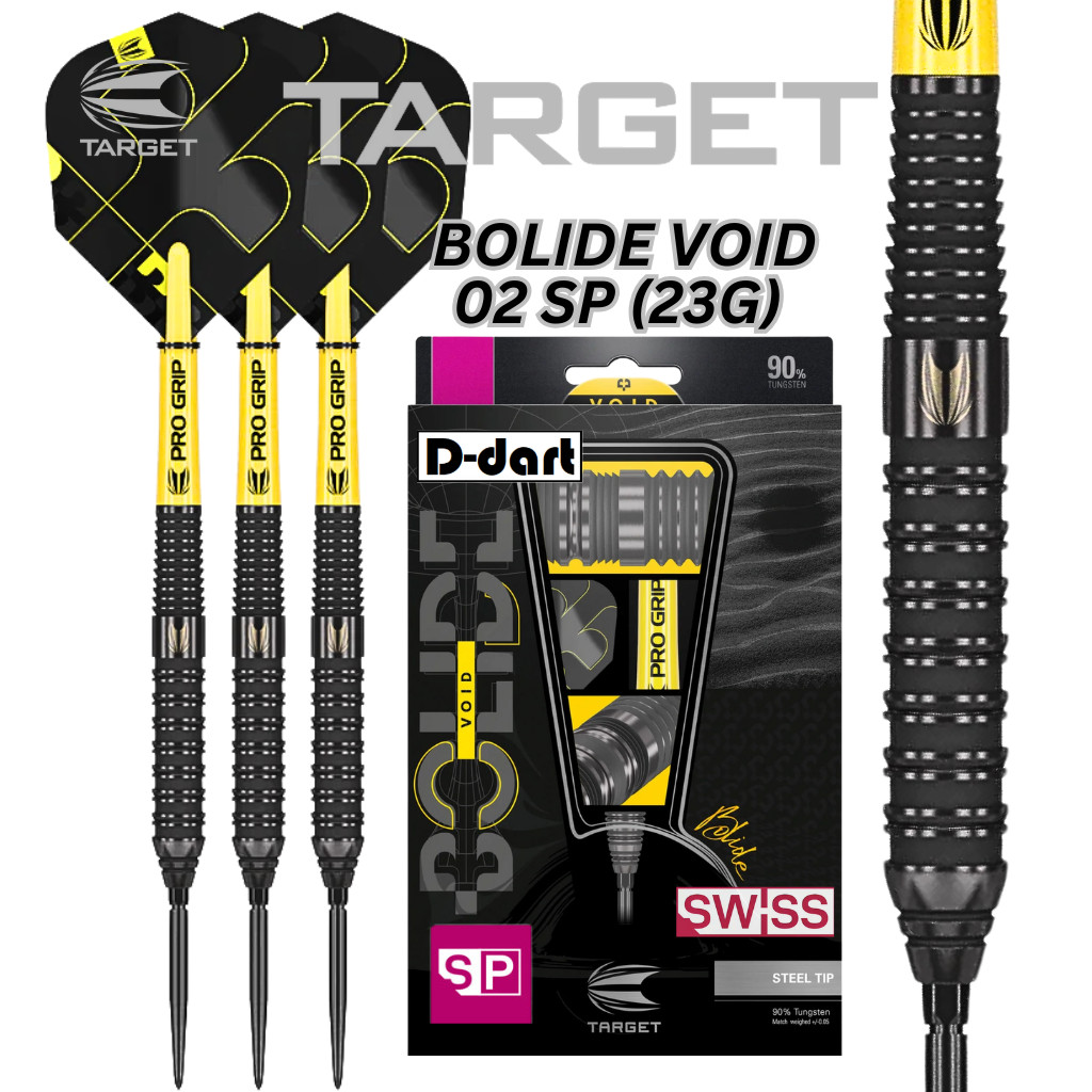 TARGET STEEL TIP DARTS - 22G/23G BOLIDE VOID 02 (SWISS) SP 90% TUNGSTEN ...