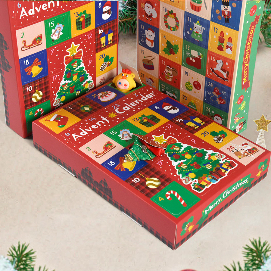 Christmas 24-Grid Calendar Fun Hole Box Buckle Box Homemade Surprise ...
