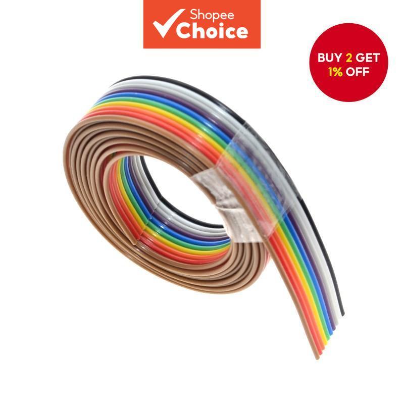1 meter 1.27mm spacing pitch 10-way 10P flat color rainbow ribbon cable ...