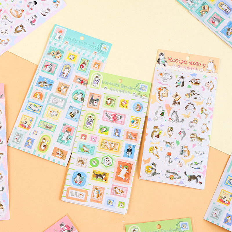 Cdaily|2 Sheets Meow Meow Emoticon Pack Flat Sticker Nest Series Cute ...