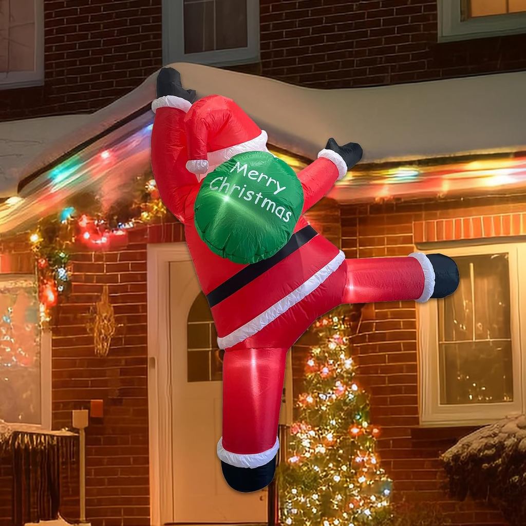 6FT Christmas Inflatable Climbing Santa, Hanging Inflatable Christmas ...