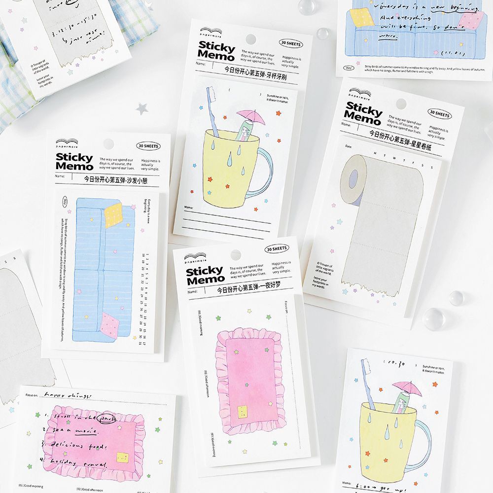 Cdaily|30 Sheets Happy Today Five-Bullet Post-It Notes Sticky Notebook ...