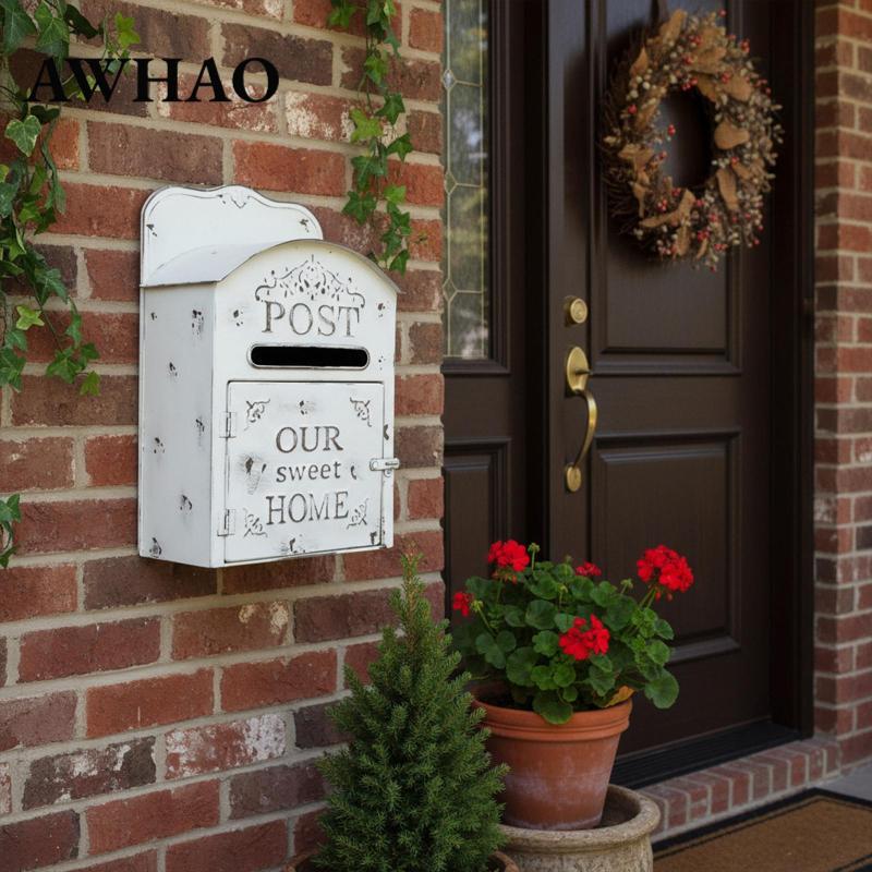 [AWHAO] Sturdy Iron Decorative Wall-Mounted Mailbox for Hanging in A ...