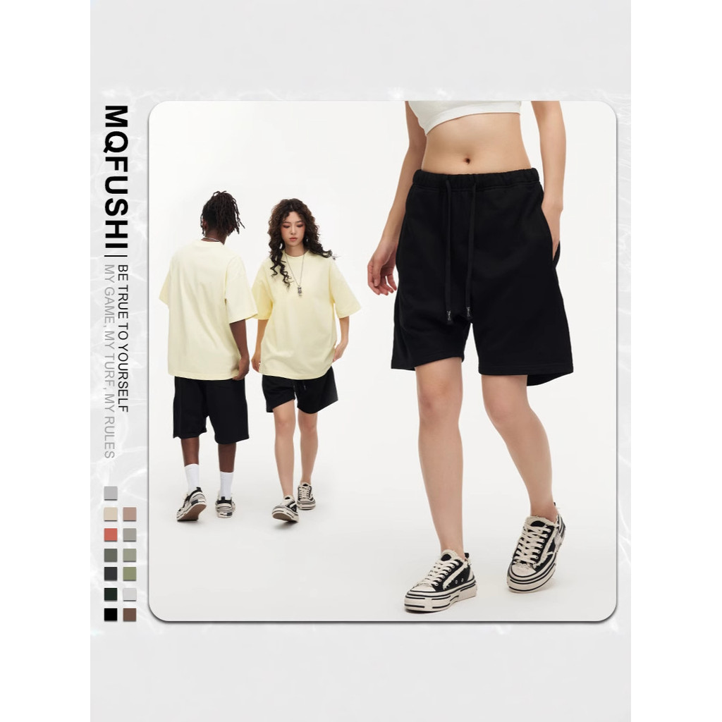 Heavy 450G Pure Cotton Terry Shorts Men Sports Retro Five-point Pants ...