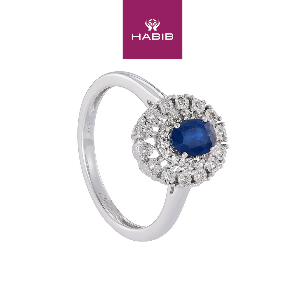 HABIB Oval Blue Sapphire and Diamond Ring in 375/9K 258460220 | Shopee ...