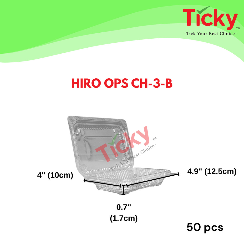 HIRO OPS CH3B Kuih Container with Lock (50pcs±) / Plastic Clear Bakery ...